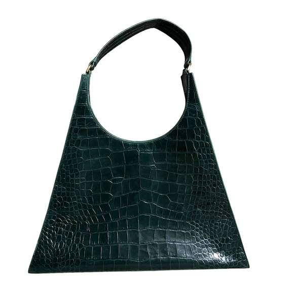 STAUD | Bags | Staud Large Rey Ivy Green Croc Embossed Leather Shoulder ...